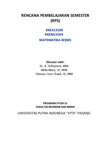 RPS MATEMATIKA BISNIS - Repository Universitas Putra Indonesia "YPTK"